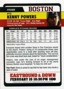 2009 HBO Eastbound and Down Kenny Powers Baseball Cards Info